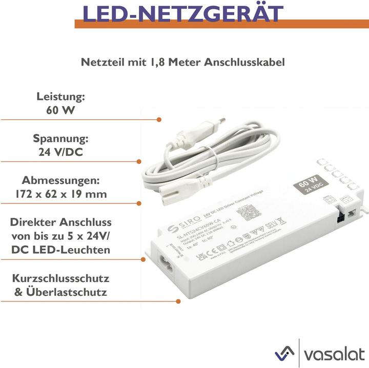 Vasalat LED Band 5m Set Led Streifen 10W/m 4000K, IP20, 24V/DC ...