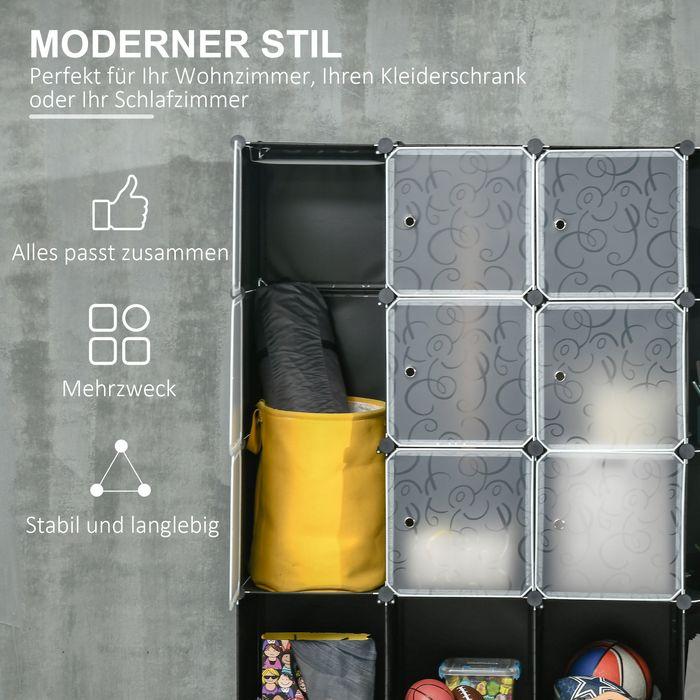 Swisshandel24 DIY Kleiderschrank Regalsystem mit 16 Fächern und 2 ...