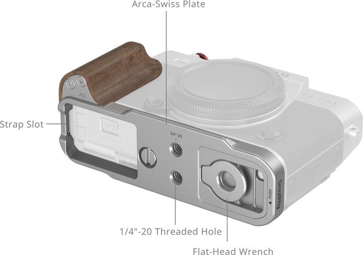 SmallRig 5667 L-Shaped Mount Plate with Wooden Handle for FUJIFILM X ...