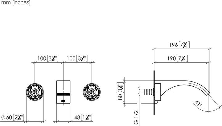Dornbracht Dornb wall-mounted basin mixer CYO o Ablgrt Ausldg 190mm chr ...