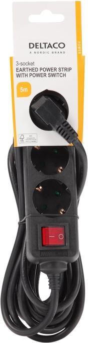 Deltaco GT-0362 power extension 3 AC outlet(s) Indoor Black - Galaxus