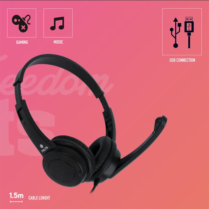 NGS VOX505USB Headphones & Headset Wired Headband USB Type-A Black ...