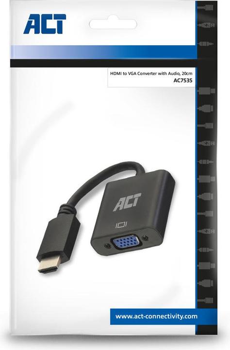 ACT 0.15 meters, HDMI-A male to VGA female adapter, with audio - Galaxus