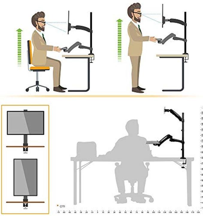 Ricoo Supporto Monitor Rotante per Postazione di Lavoro Sit Stand - Galaxus