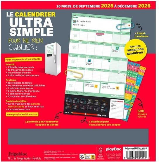 Play Bac Le calendrier ultra simple pour une famille organisée 2026 ...