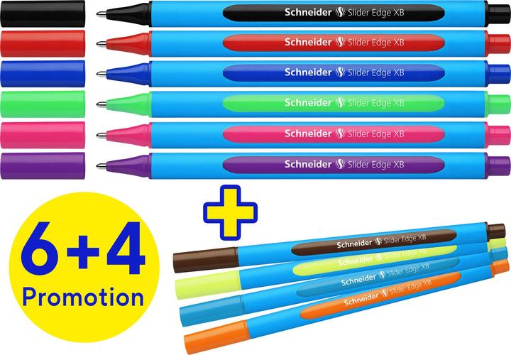 Schneider Kugelschreiber Slider Edge XB Promotion 10 Farben 6 + 4 Stück ...