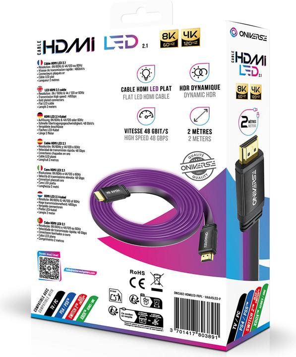 Oniverse Hdmi Led Cable 8K - Purple (2 m) - kaufen bei Galaxus