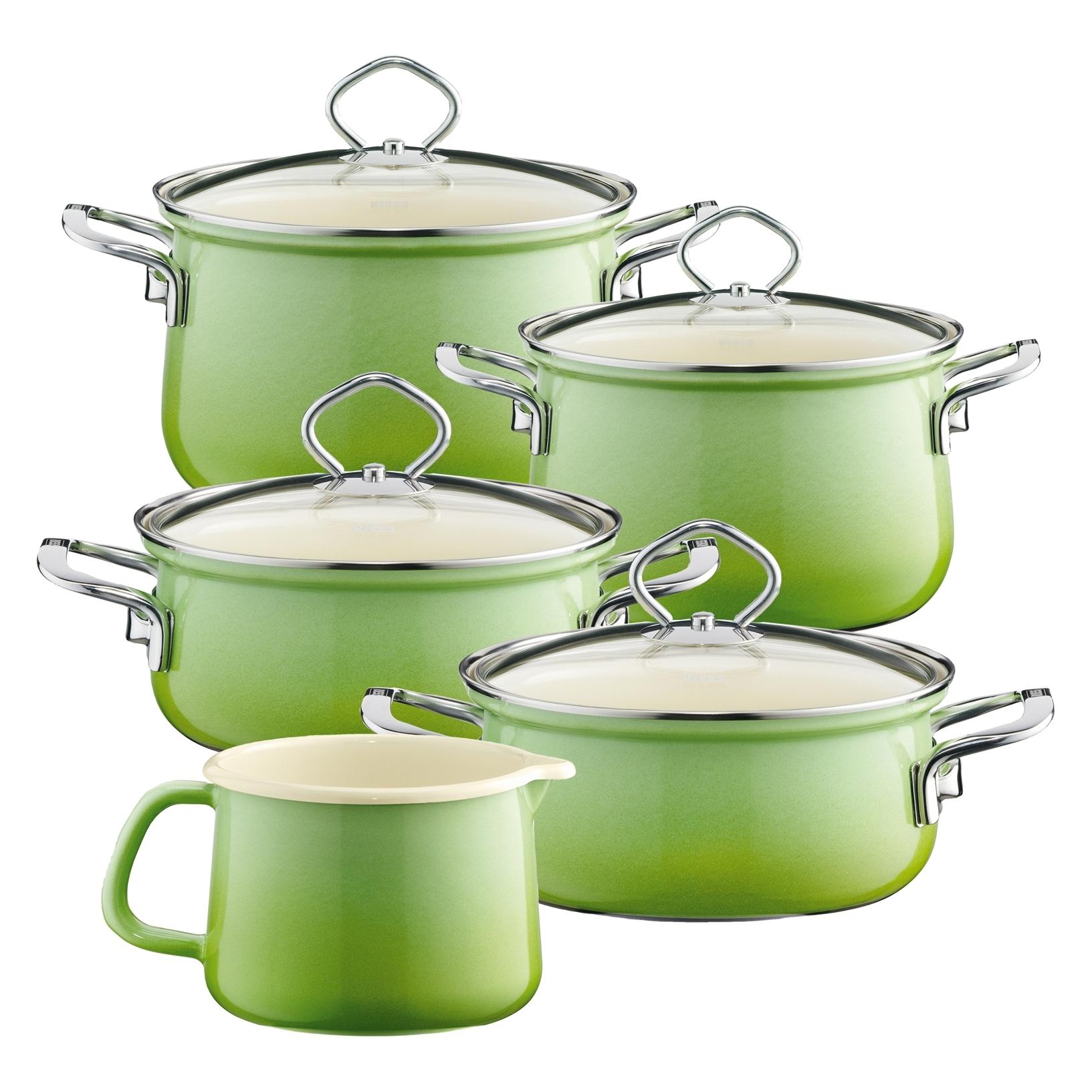 Riess Topfset Familienset 5-teilig (Pfannenset + Topfset, Emaille ...