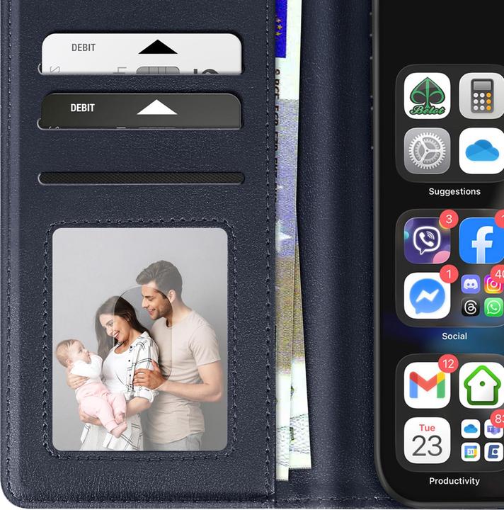 Avizar Etui iPhone 17 Pro Premium Leder mit Stand (Apple iPhone 17 Pro ...