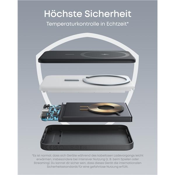 Anker 19.5W, 1 x USB-C MagGo Magnetic Wireless Power Bank Black - Digitec