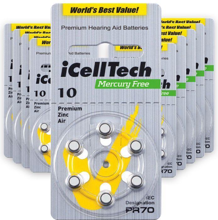ICellTech 10 piles pour appareils auditifs (60 pcs, 13, 90 mAh) - Digitec