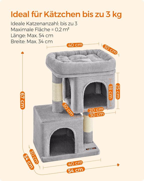 Songmics Katzenbaum Klein 67cm Sisalstämme Hellgrau - Galaxus