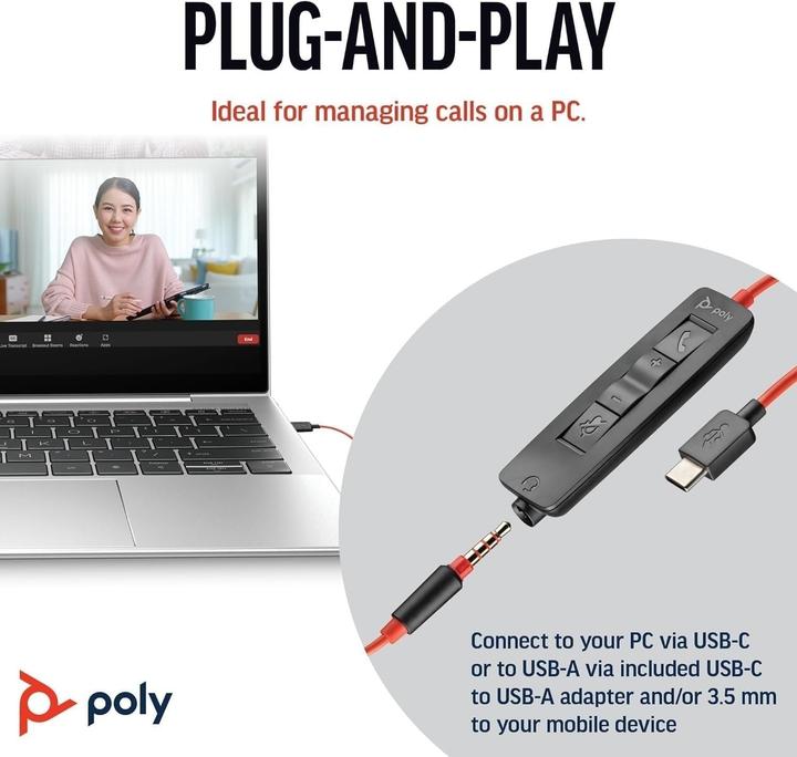 Poly Blackwire 3325 BW3325 USBC USB CA Adapter ECOMM - Galaxus