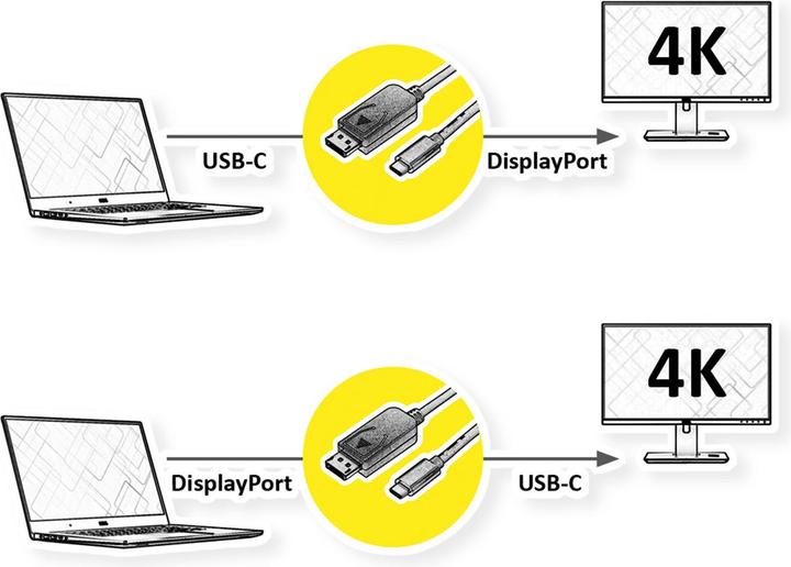 Roline USB type C - DisplayPort, v1.2, câble adaptateur bidirectionnel ...