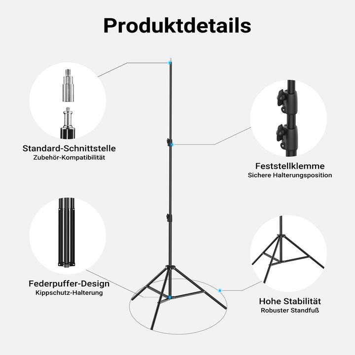 Multiblitz Set Fotolicht LED 100W Lampenstativ Lichtstativ Fotostudio ...