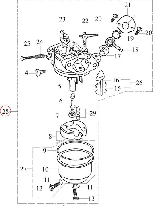 Wiltec LIFAN Benzinmotor 6,5 PS Ersatzteil Vergaser Benzin Motor