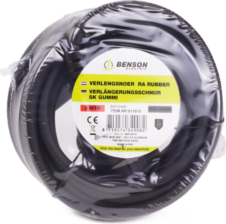 Benson Electric Verlängerungskabel + Erde 3 x 1,5 5 m Gummi (5 m, CEE 7/4)
