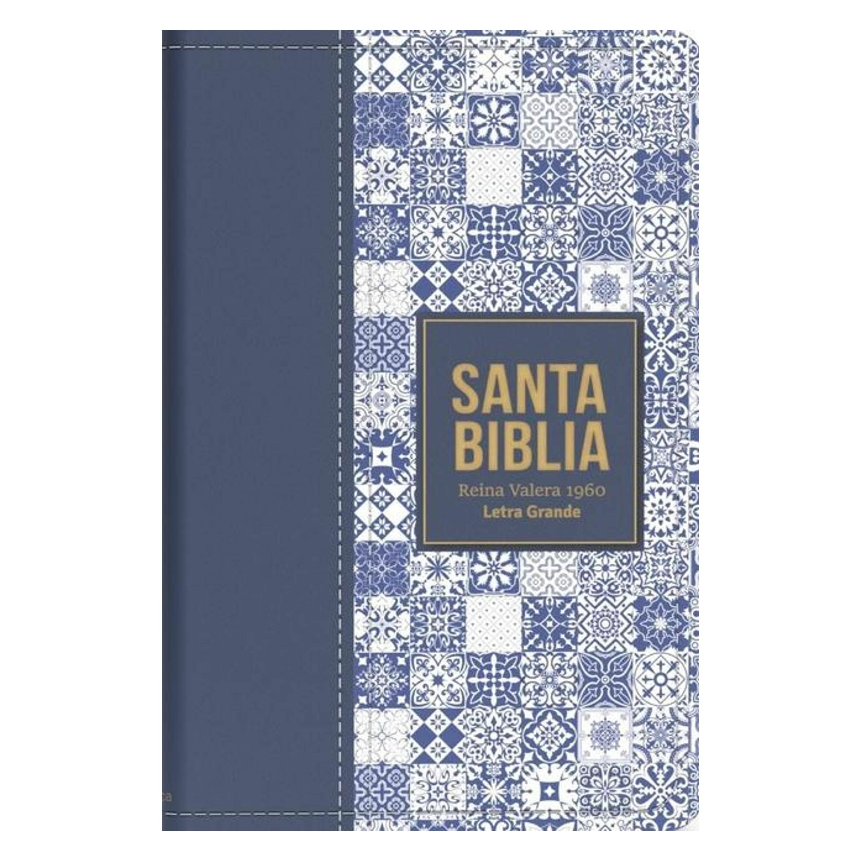 Biblia Rvr 1960 Letra Grande Tamaño Manual Símil Piel Azul Oscuro(bible ...