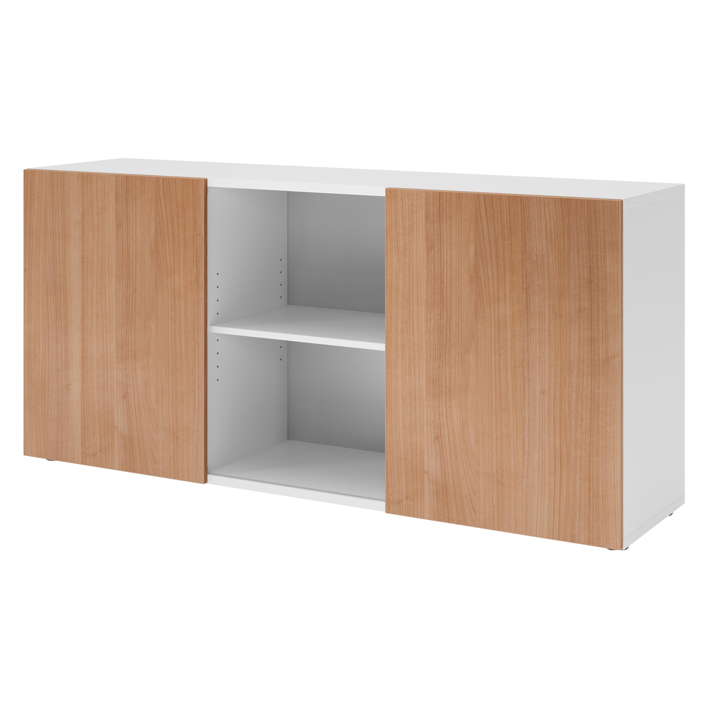 Hammerbacher Sideboard 2OH mit Schiebetüren Weiss/Nussbaum - Galaxus