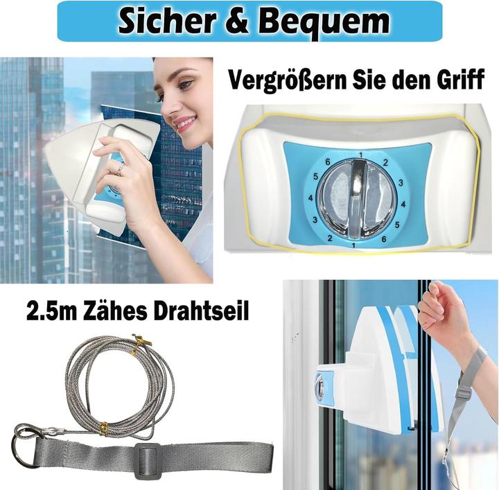 Hooha Magnetischer Fensterputzer für Mehrfachverglasung (8-40 mm)