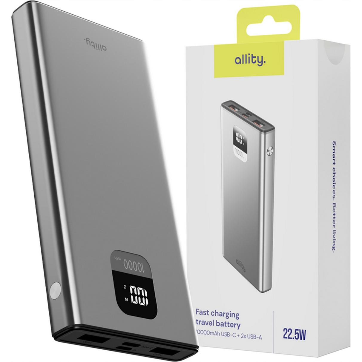 Allity power bank APB-100 PD QC 22.5W 10000 mAh gray - buy at Digitec