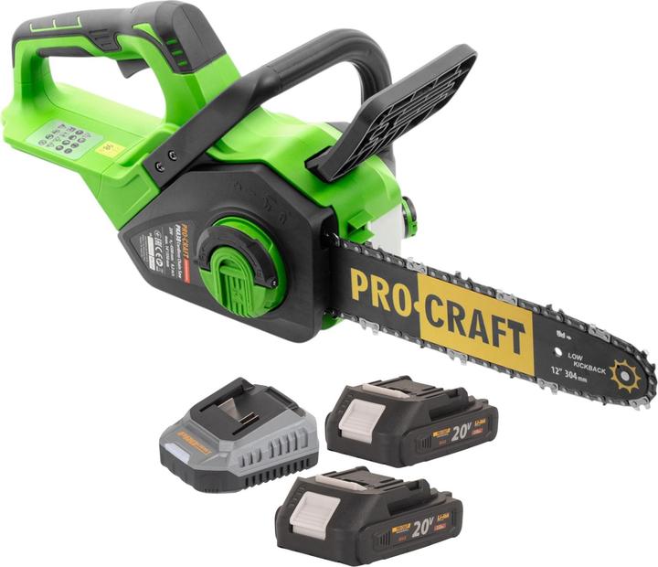 Procraft PKA38 Akku Kettensäge 20 V 304 mm Brushless + 2x Akku 2,0 Ah ...