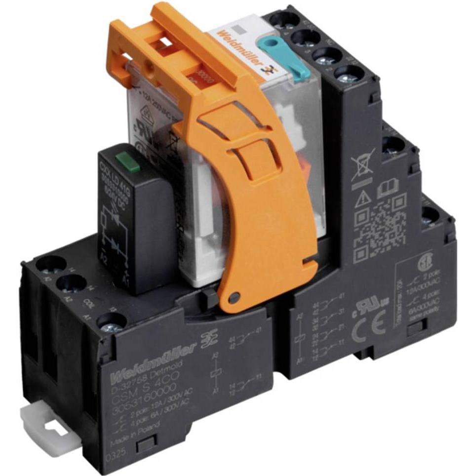 Weidmüller Relais de couplage, 24 V c.c. +10 % -20 %, LED 4 changeurs ...