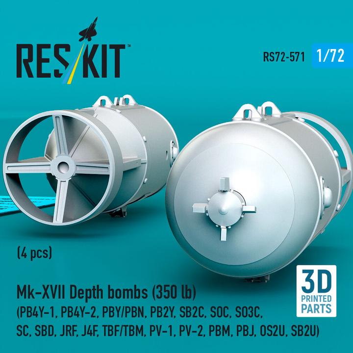 ResKit Mk-XVII Depth bombs (350 lb) (4 pcs) (PB4Y-1, PB4Y-2, PBY/PBN ...
