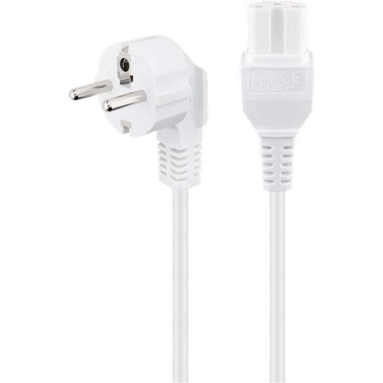 Fuj Tek CEE 7/7 C13 Stromkabel mit rechtwinkligem Stecker, weiss, 3m (3 ...