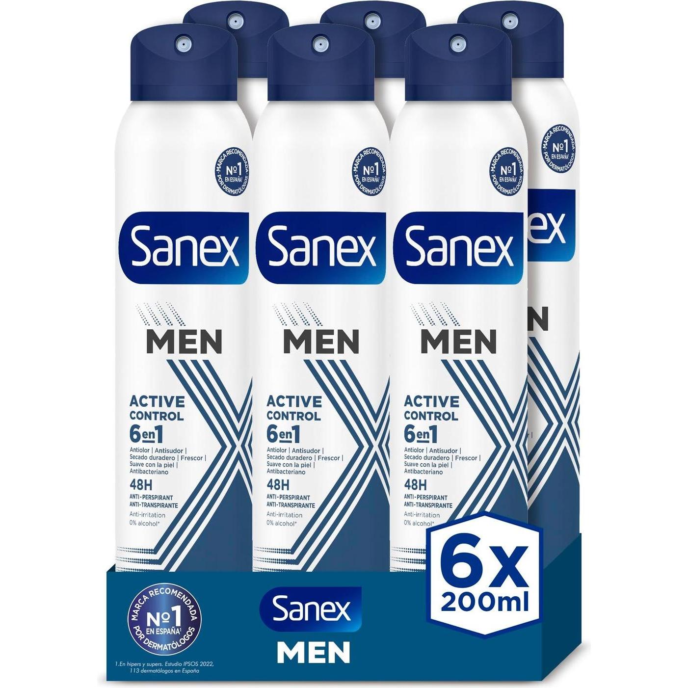 Sanex Men Active Control Deospray, 6x200 ml, 48h Schutz - Galaxus