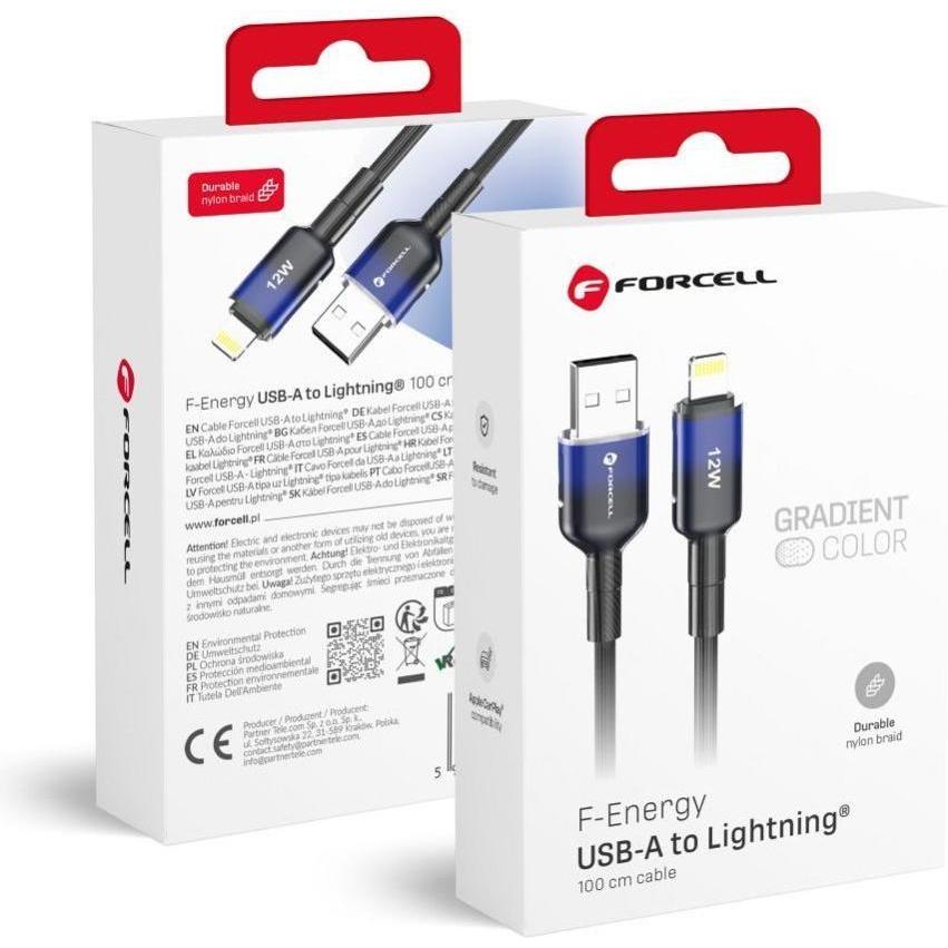 Forcell Cable F-ENERGY C353 cable USB A to Lightning 2,4A 12W Gradient 1 m black - Digitec