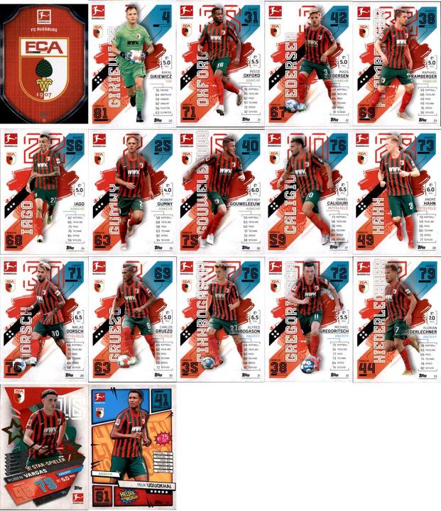 Topps Match Attax - 2021/22 - Mannschaftspaket - FC Augsburg