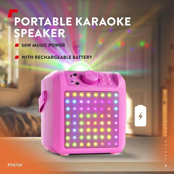Fenton Karaoke set met 2 microfoons - KAR55P - Met disco en Bluetooth ...