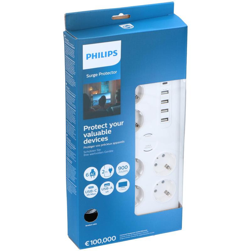 Philips SPN7061WA/39 Power strip - surge protection - 6-socket outlets ...