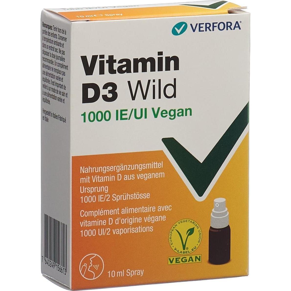 Wild Pharma Vitamine D3 Wild Spray 1000 IE végétalien - Galaxus