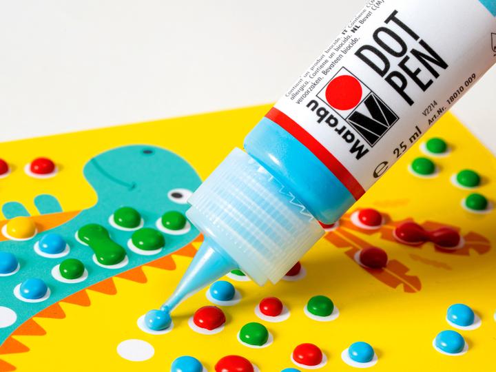 Marabu KiDS Dot Pen Set ""Dino"", 4 x 25 ml à base d'eau, en liner ...