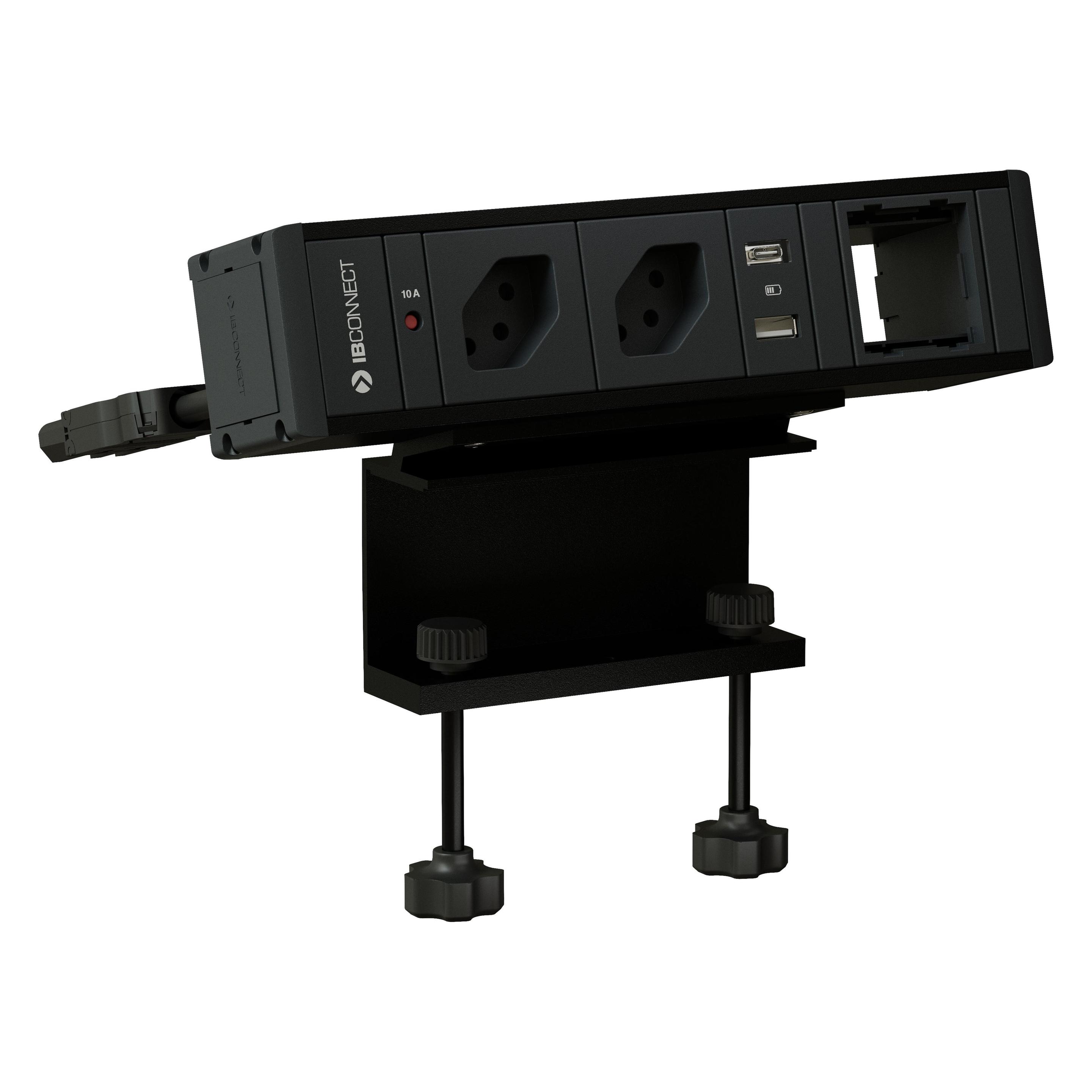 IB Connect CUBO T power strip black 2x type 13 1x USB-A/C 1x empty ...