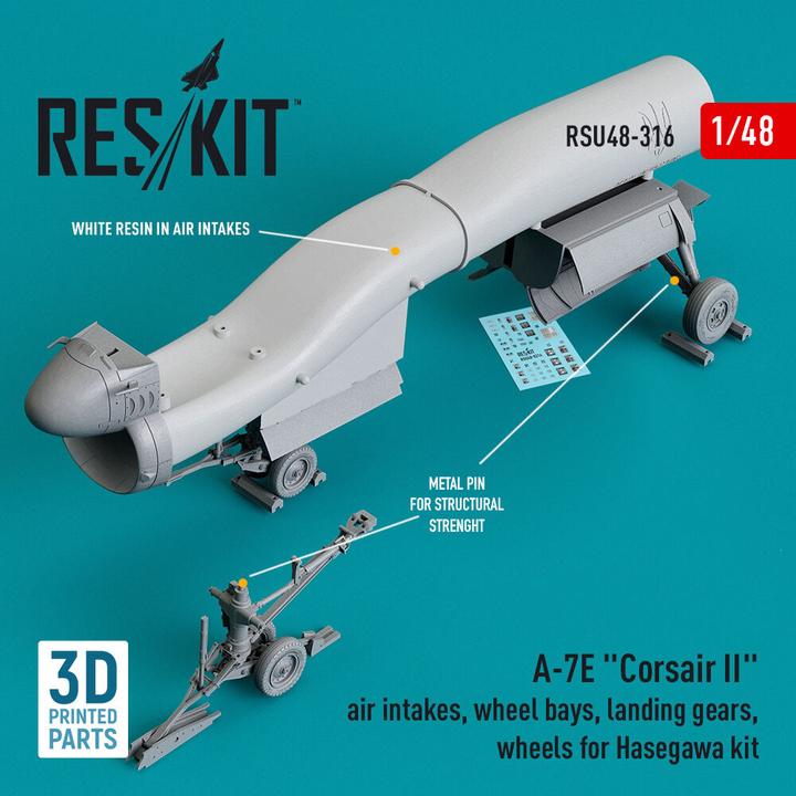 ResKit A-7E Corsair II air intakes, wheel bays, landing gears, wheels ...