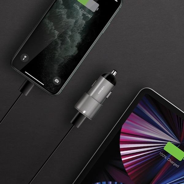 Energea ład. sam. 2xUSB-C PD-PPS 66W stalowy/gunmetal Alu Drive D60 ...