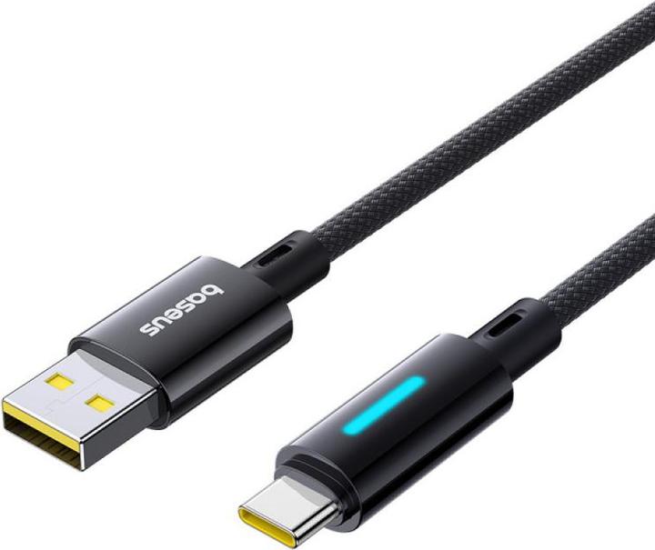 Baseus USB-A to USB-C Cable Lit Button Control, 100W, 5A, 2m, Black ...