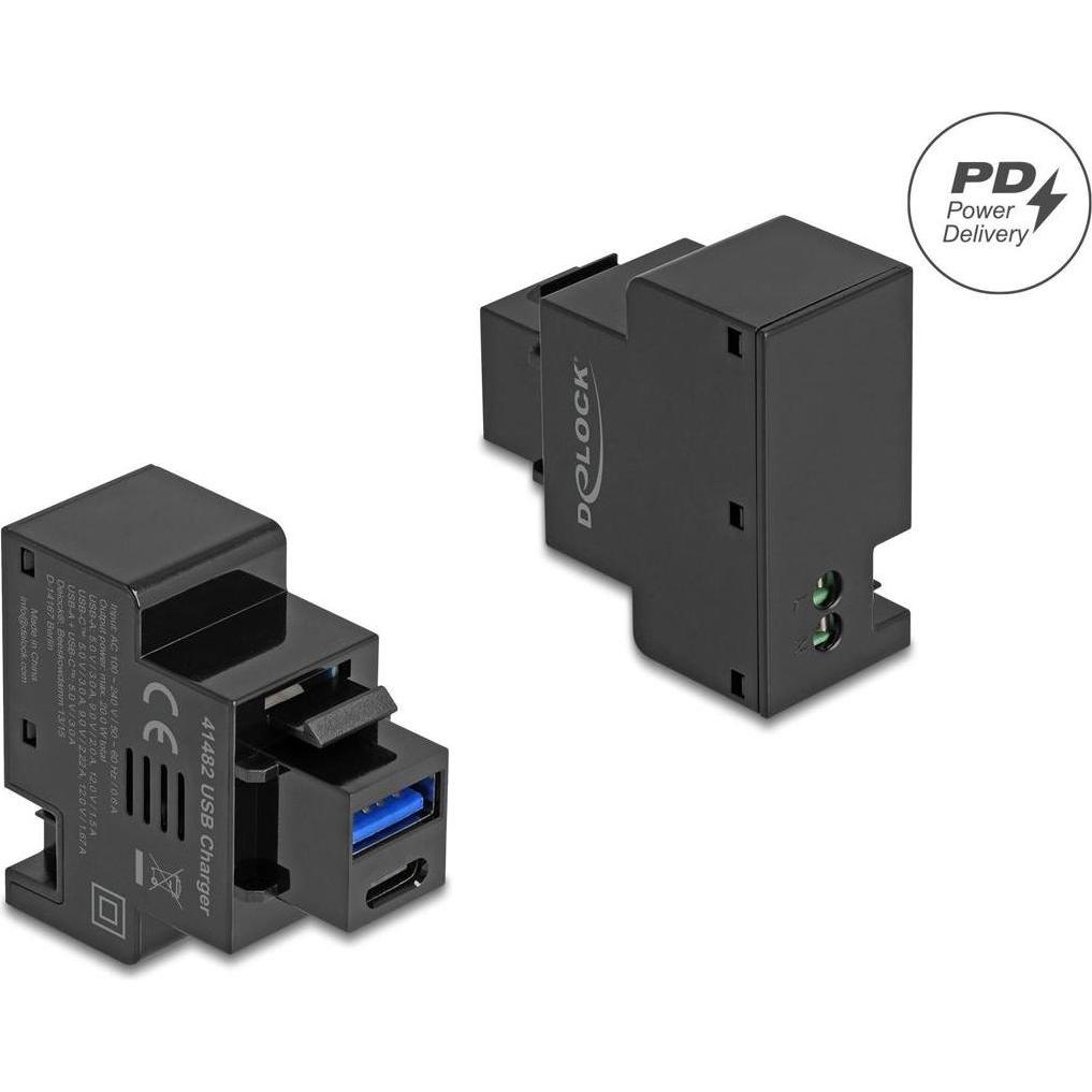 Delock Keystone Modul mit USB Typ-A und USB Type-C Ladebuchs - Galaxus
