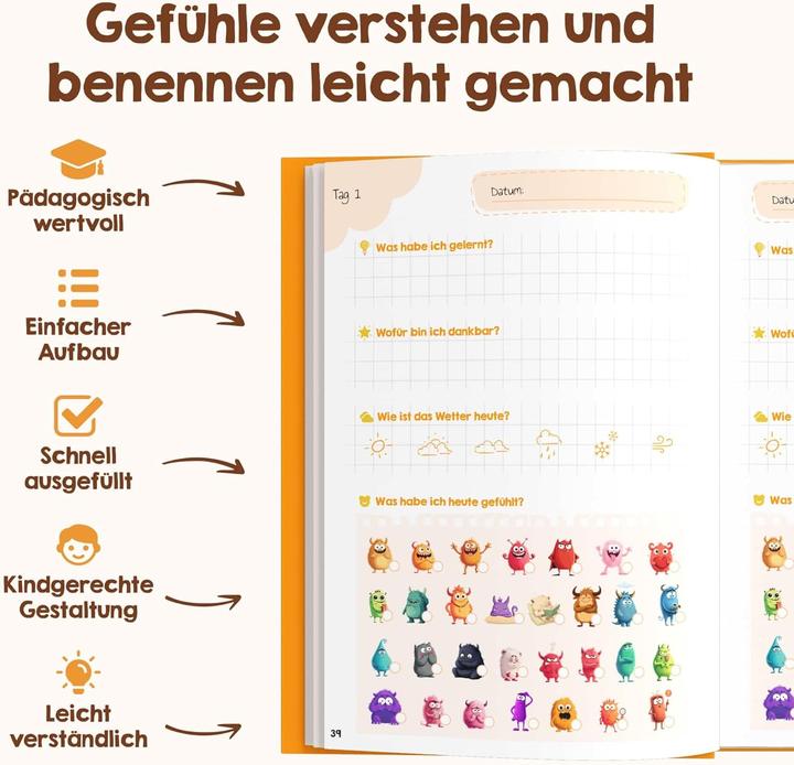 GefühlstagebuchfürKinder:Orange (A5, Harter Einband)