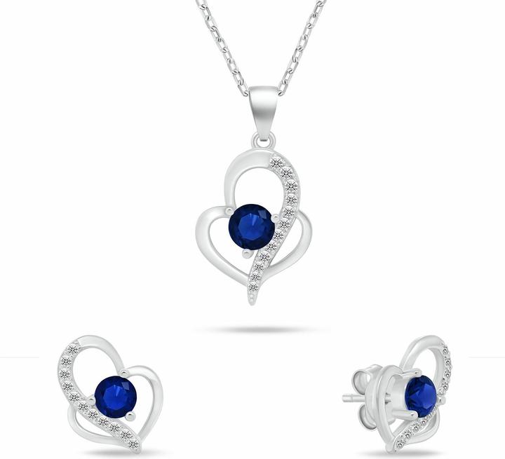 Brilio Silver - Original silver jewelry set Hearts withue zircons ...