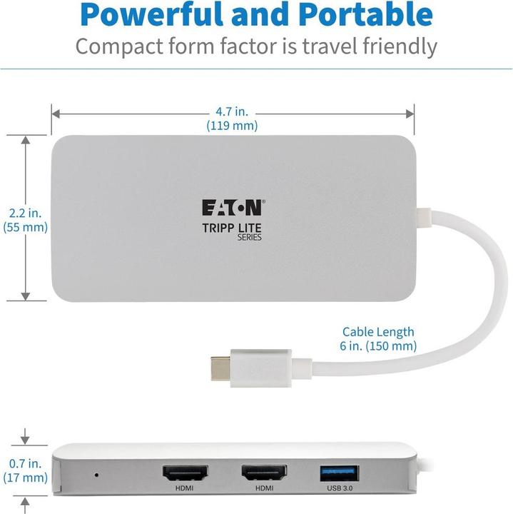 Eaton USB-C Dock Triple Display HDMI VGA USB 3.2 Gen 1 USB-A Hub 100W ...