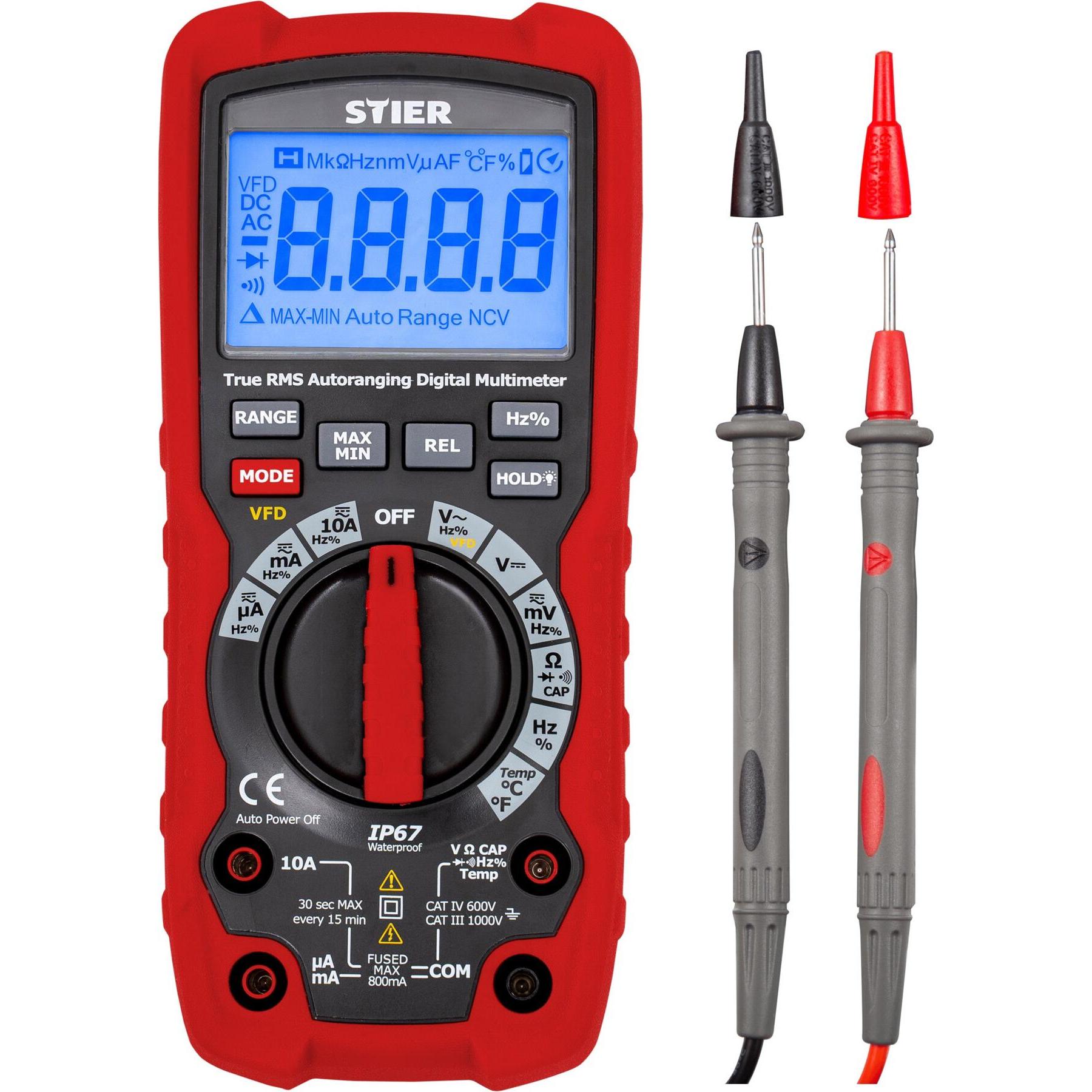 Stier Profi Multimeter 60mV - 1000V AC/DC CAT III 1000V CAT IV 600V VFD ...