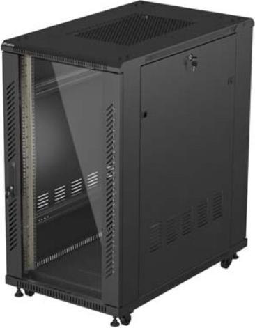 Lanberg Freistehender 19" Rack-Schrank 22U 600x1000 Schwarz mit Glastür ...