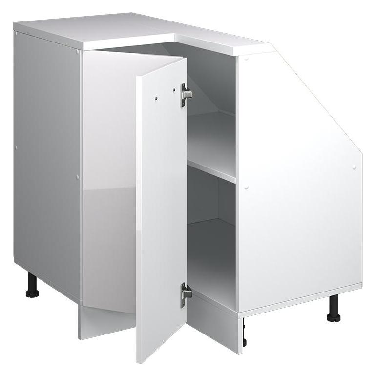 Vicco Eck-Küchenschrank für Dachschrägen R-Line, Weiss Hochglanz/Weiss ...