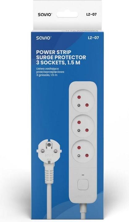 Savio Überspannungsschutz 3-polige Steckdosenleiste 1 5m weiss LZ-07 ...