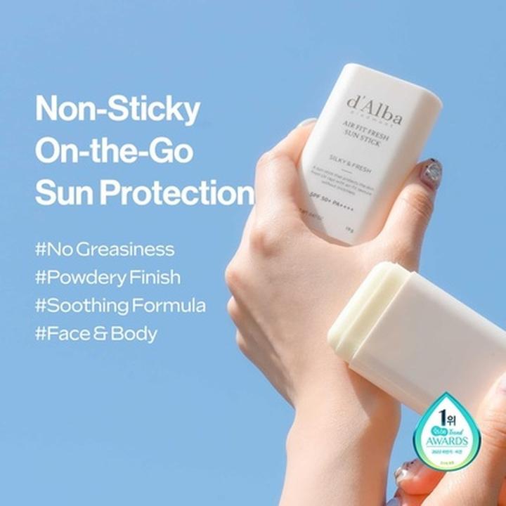 d'Alba Air Fit Fresh Stick SPF 50+ PA++++ Vegan Sunstick Non-Sticky Silky