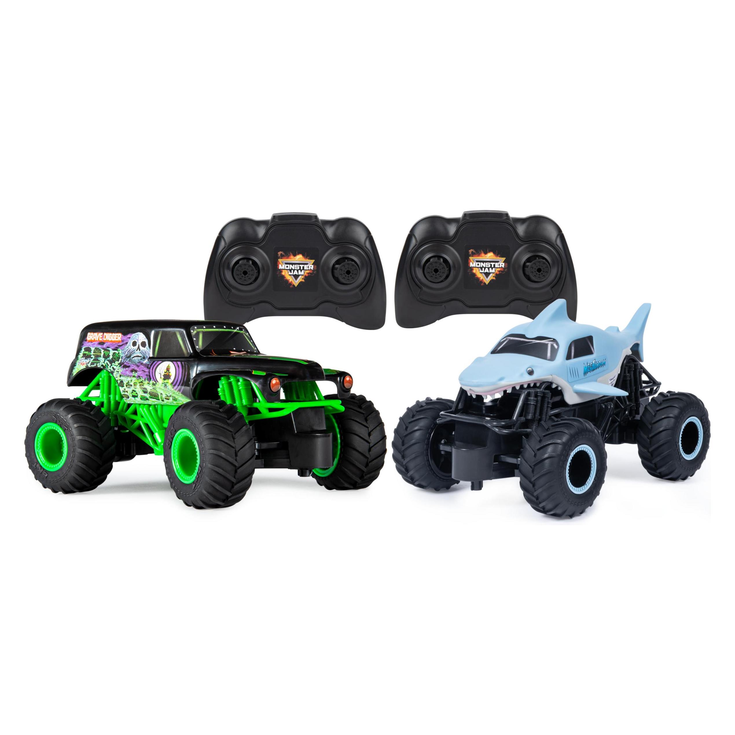 Spin Master Monster Jam, Official Grave Digger Vs. Megalodon Racing ...